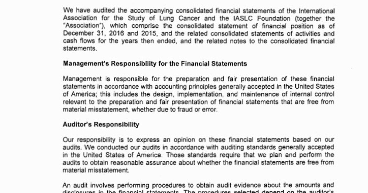 2016 Audited Financial Statements | IASLC